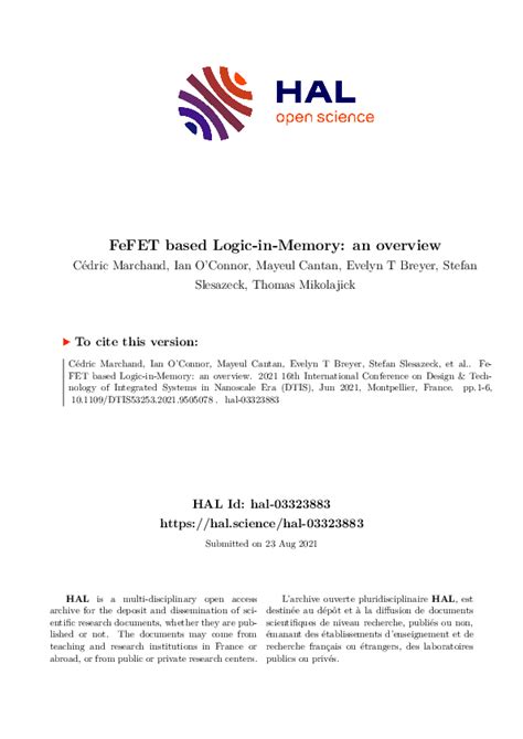 Pdf Fefet Based Logic In Memory An Overview