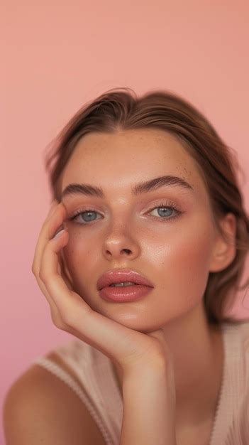 A Woman With A Freckled Face And A Freckled Lip Premium Ai Generated Image