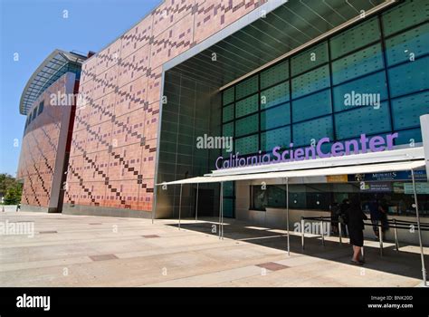 Front Entrance Of The California Science Center In Los Angeles Stock