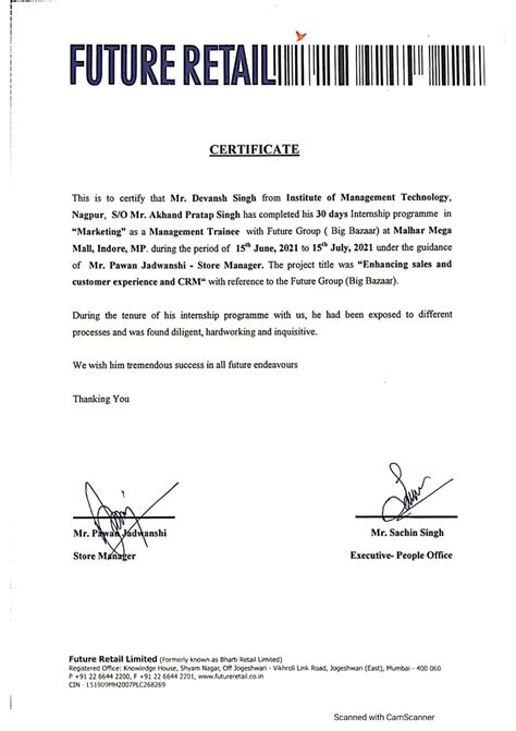 Devansh Singh On Linkedin Internship Opportunity Management Futuregroup Bigbazaar