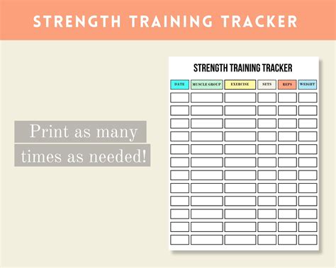 Strength Training Tracker Printable Workout Tracker Weight Lifting