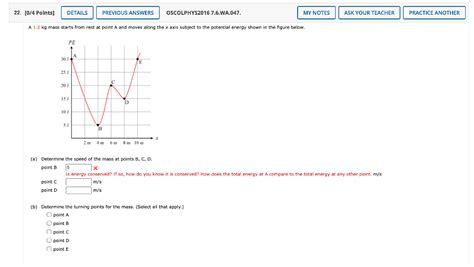 Solved A Determine The Speed Of The Mass At Points B C D Chegg