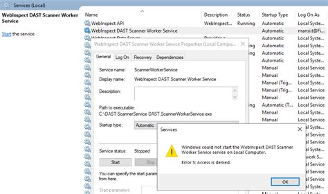 Dastscanner Worker Service Unable To Start Error Access Is Denied Fortify Discussions