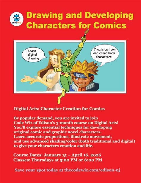 Jan 15 Learn Digital Arts To Create Comic Charcaters Edison Nj Patch