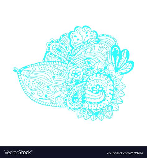 Blue Abstract Curl Doodle Element Isolated Vector Image