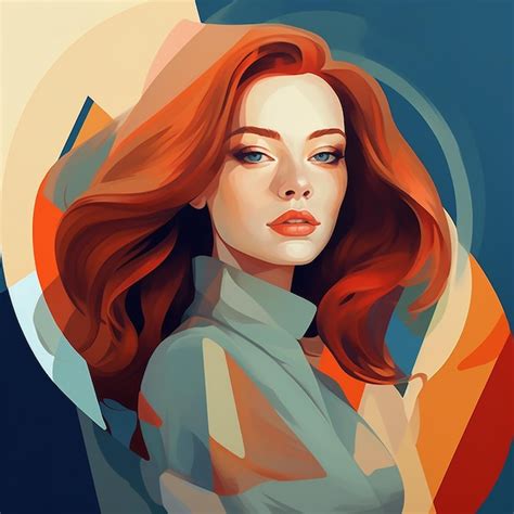 Premium Ai Image Fashion Girl Flat Geometric Shapes Flat Design Abstract Clean Lines Illustration