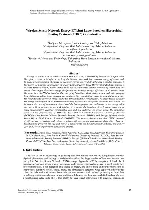 Pdf Wireless Sensor Network Energy Efficient Layer Based On