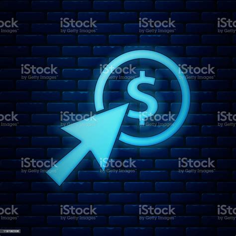 發光的霓虹燈游標和硬幣圖示孤立在磚牆背景美元或貨幣符號現金銀行貨幣標誌 向量插圖向量圖形及更多中獎圖片 中獎 債務 儲蓄 Istock