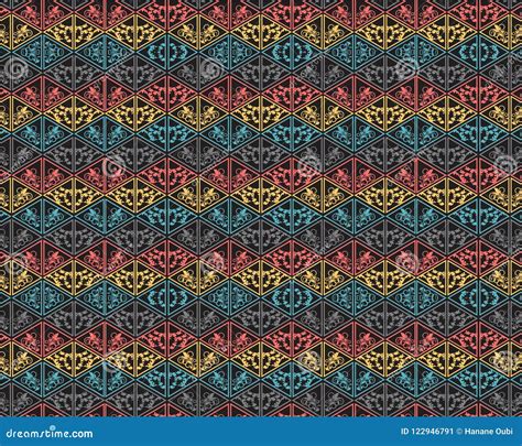 Floral Triangle Pattern With Tropical Plants Stock Illustration
