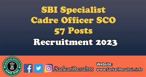 Sbi Specialist Cadre Officer Sco Recruitment 2023 Apply For 57 Posts