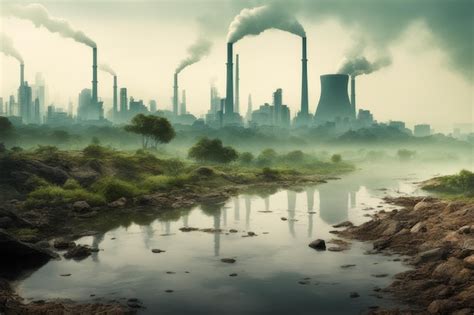 En La Fábrica De Contaminación Por Niebla Concepto De Contaminación