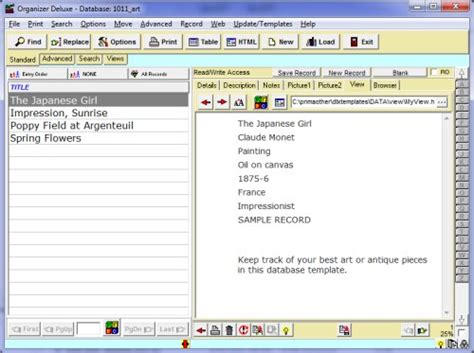 Free Art Virtual Gallery Database Template For Organizer Advantage