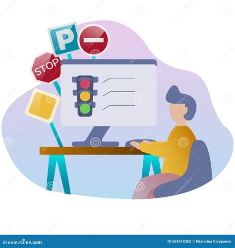Test On Computer For Driving License Stock Illustration Illustration