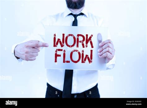 Text Caption Presenting Work Flow Word For Continuity Of A Certain Task To And From An Office