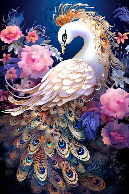 Premium Ai Image Modern Art Fantasy Bird Peacock Luxury Digital Art