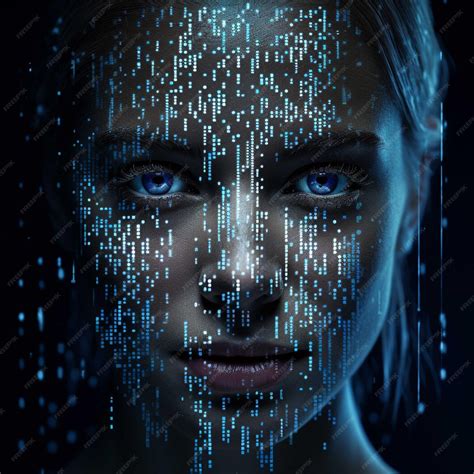 Futuristic Cyber Woman Portrait With Binary Code 3d Rendering Premium Ai Generated Image