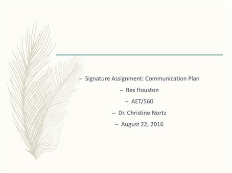 signature assignment communication plan ppt