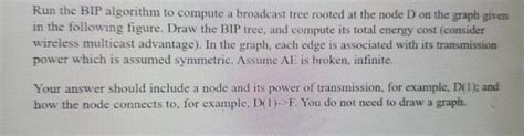 Solved Run The Bip Algorithm To Compute A Broadcast Tree