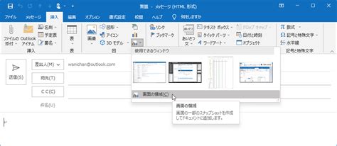 Outlook 2019：スクリーンショットを挿入するには