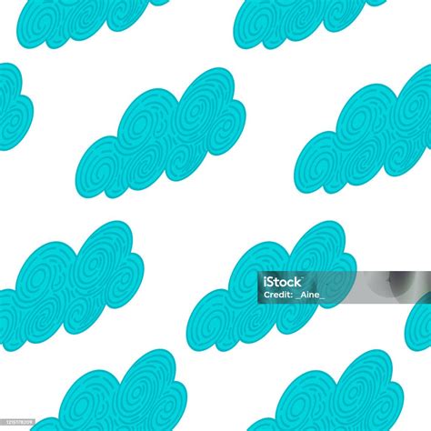 흰색 배경에 등각 낙서 곱슬 파란색 구름과 원활한 추상적 인 배경 무한대 기하학적 패턴 벡터 그림입니다 구름에 대한 스톡 벡터 아트 및 기타 이미지 Istock