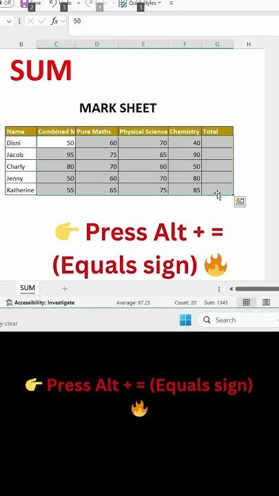 🚀 Excel Sum Shortcut Key Save Time With This Quick Trick 🔥 Excel Exceltips Exceltricks