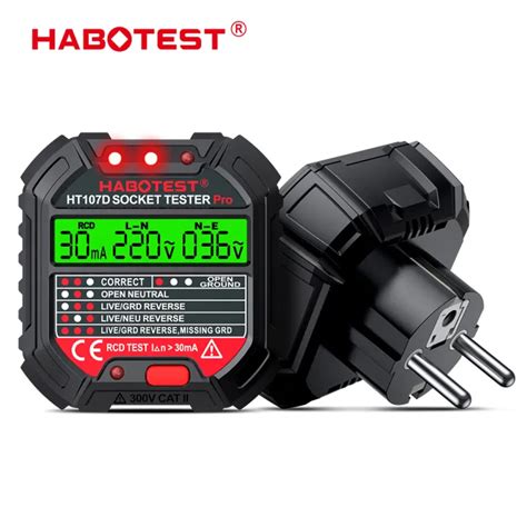 Habotest Ht107 Socket Tester Pro Voltage Test Rcd 5 30ma Socket Detector Ground Zero Line Plug