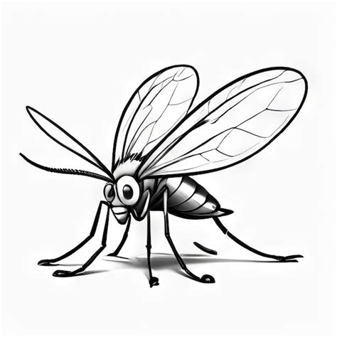 Mosquito Outline Black And White Cute Coloring Book Premium Ai