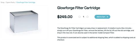 Glowforge Basic Plus Pro “performance” Airfilter Replacement Cartridge