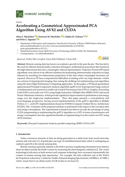 Pdf Accelerating A Geometrical Approximated Pca Algorithm Using Avx2