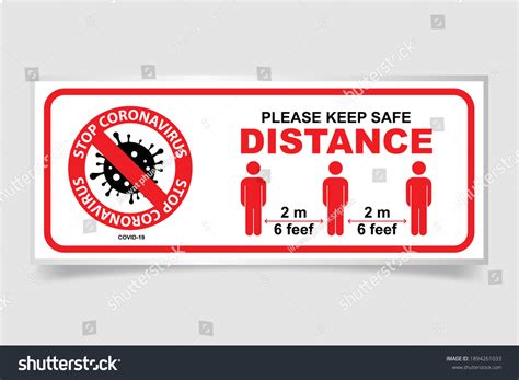 Warning Sign Please Keep Safe Distance Stock Vector Royalty Free Shutterstock