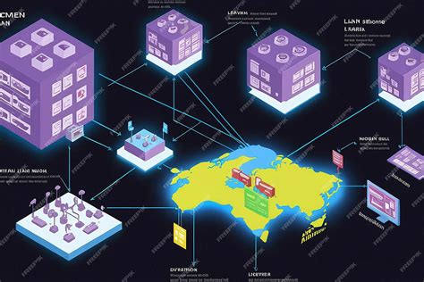 Isometric Lan Network Diagram Local Area Network Technology Concept Premium Ai Generated Image