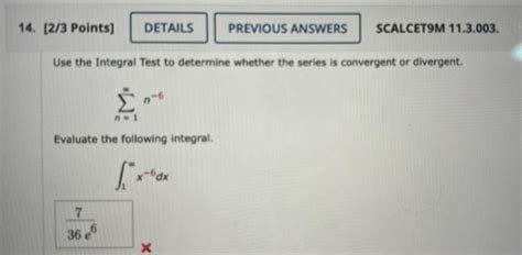 solved [o 1 points] scalcet9m 11 2 019 ∑n 1∞ n 3 6 xuse