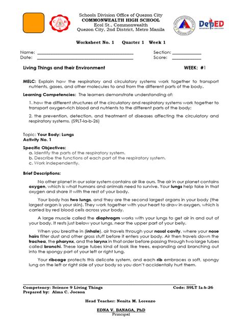 Q1w1 Act 1 4 Your Body Pdf