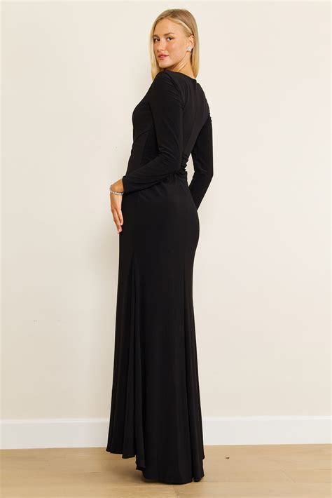 Black Long Formal Stretch Evening Long Sleeve Dress For 850 The