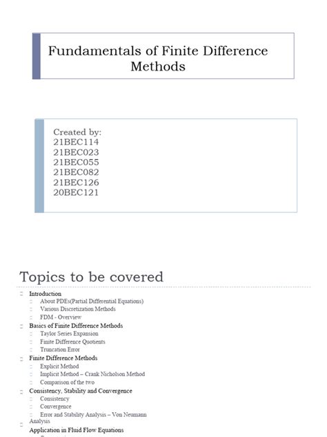 Fundamentals Of Finite Difference Methods Created By 21bec114
