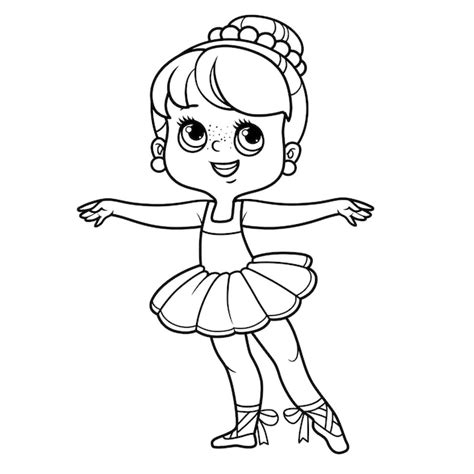 Premium Vector Cartoon Ballerina Girl In Lush Tutu Outlined For
