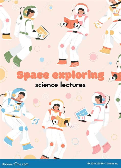 Vector Poster Of Space Exploring Science Lectures Concept Stock Vector
