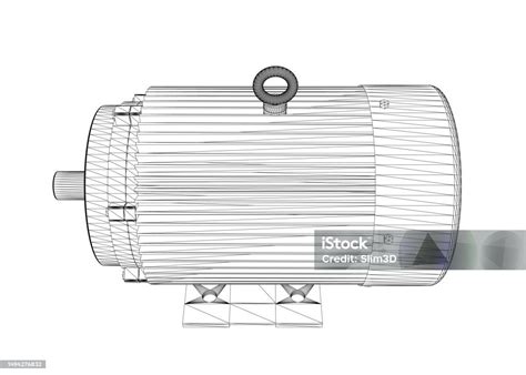 흰색 배경에 전기 모터 아이콘입니다 와이어프레임 엔진 전력 전기 와이어프레임 발전기 모터 벡터 컬러 웹 아이콘입니다 창의적인 일러스트레이션 디자인 인포그래픽에 대한 아이디어