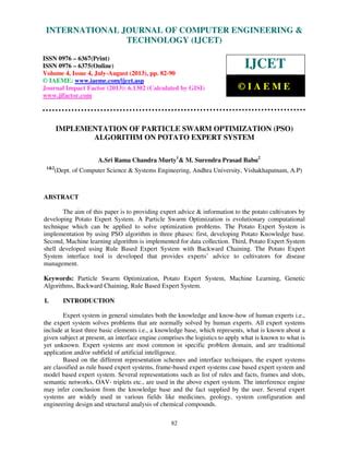 Implementation Of Particle Swarm Optimization Pso Algorithm On Potato Exp Pdf