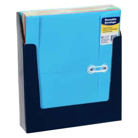 Reusable Poly Envelope With String Closure Side Load Assorted Colors
