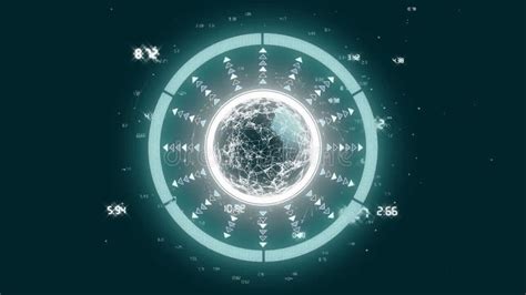 animation of circular scope scanning with 3d shape and numeric data on