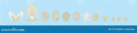 Conjunto De Vieiras Icono De Dibujos Animados Plantilla De Diseño Con