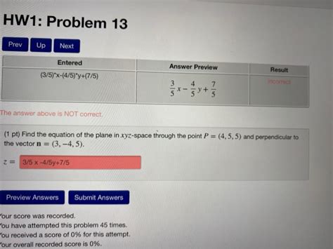 Solved Hw1 Problem 13 Prev Up Next Entered Answer Preview