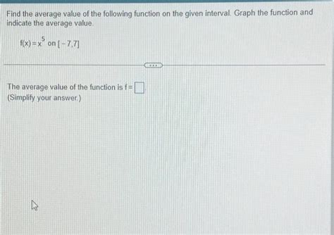 solved find the average value of the following function on