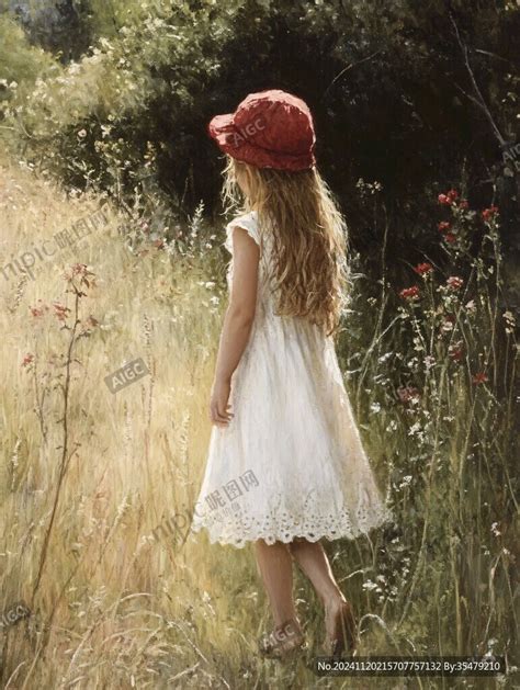 Ai创作图背影女孩花儿姑娘 怡然自得的小女孩壁纸 小朋友油画 Tif唯美油画 女孩风景画 梦幻儿童插画超治愈 唯美浪漫小女孩 百花丛中的小女孩