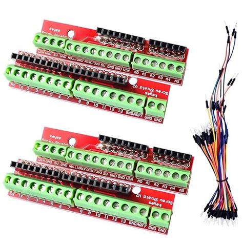 Amazon Youmile Arduino Uno R3と互換性のある2本のネジシールドv2拡張ボード端子、デュポンケーブル、雌 雄