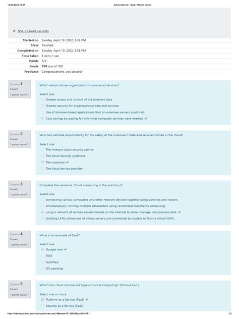 Cloud Security Quiz Attempt Review Pdf Cloud Computing Software As A Service