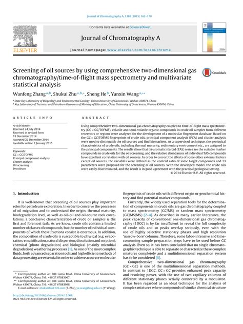Pdf Use Of Comprehensive Two Dimensional Gas Chromatography Time Of Flight Mass Spectrometry