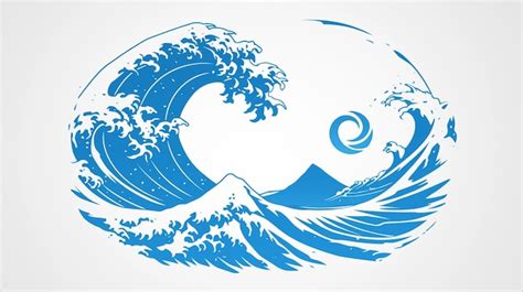 Blue Wave Patterns Symbolizing Tranquility And Peace Premium Ai