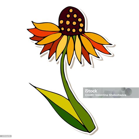 벡터 만화 Zinnia 꽃 손으로 디자인 어린이 책 옷 장식 스크랩북 인사말 카드 일러스트에 인쇄 흰색 배경에 고립 장식 검은